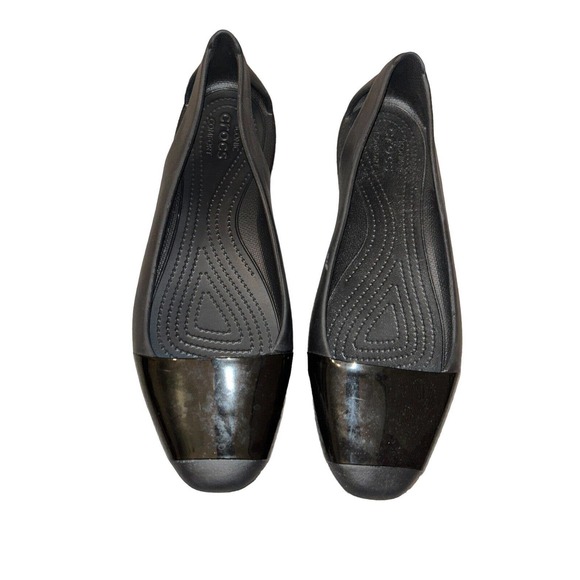 CROCS | Shoes | Crocs Womens Iconic Black Shiny Toe Sienna Slip On ...